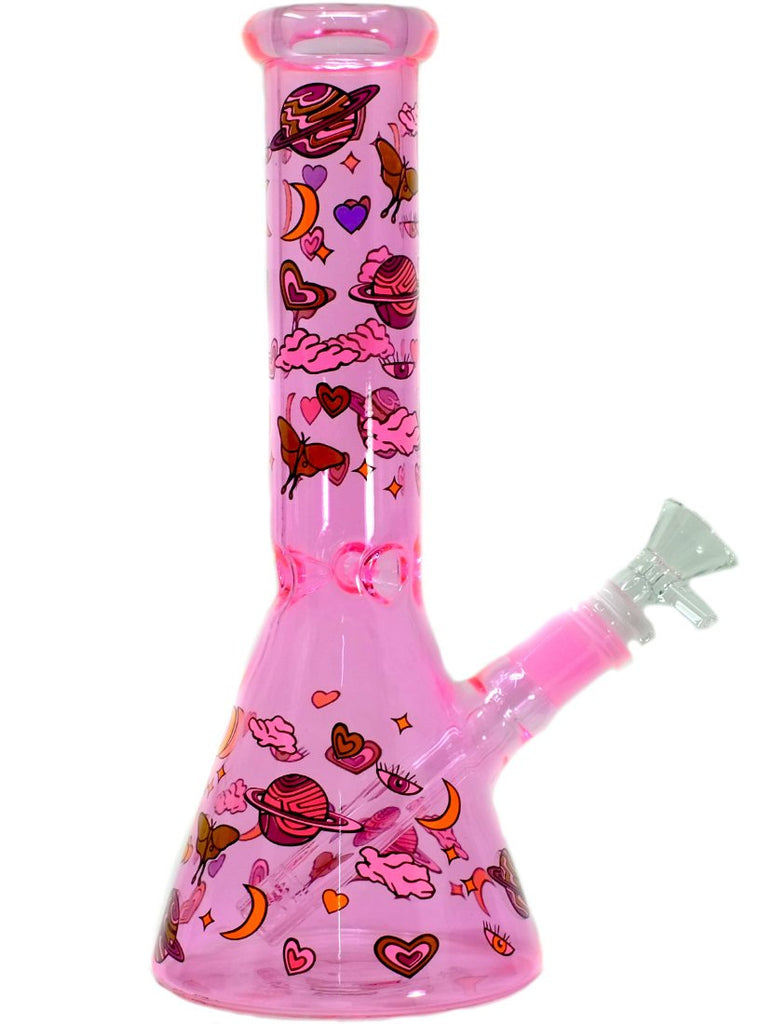 10" Pink Love Beaker Glass Bong Pipe – SmokingCats - Discreet Ship from ...